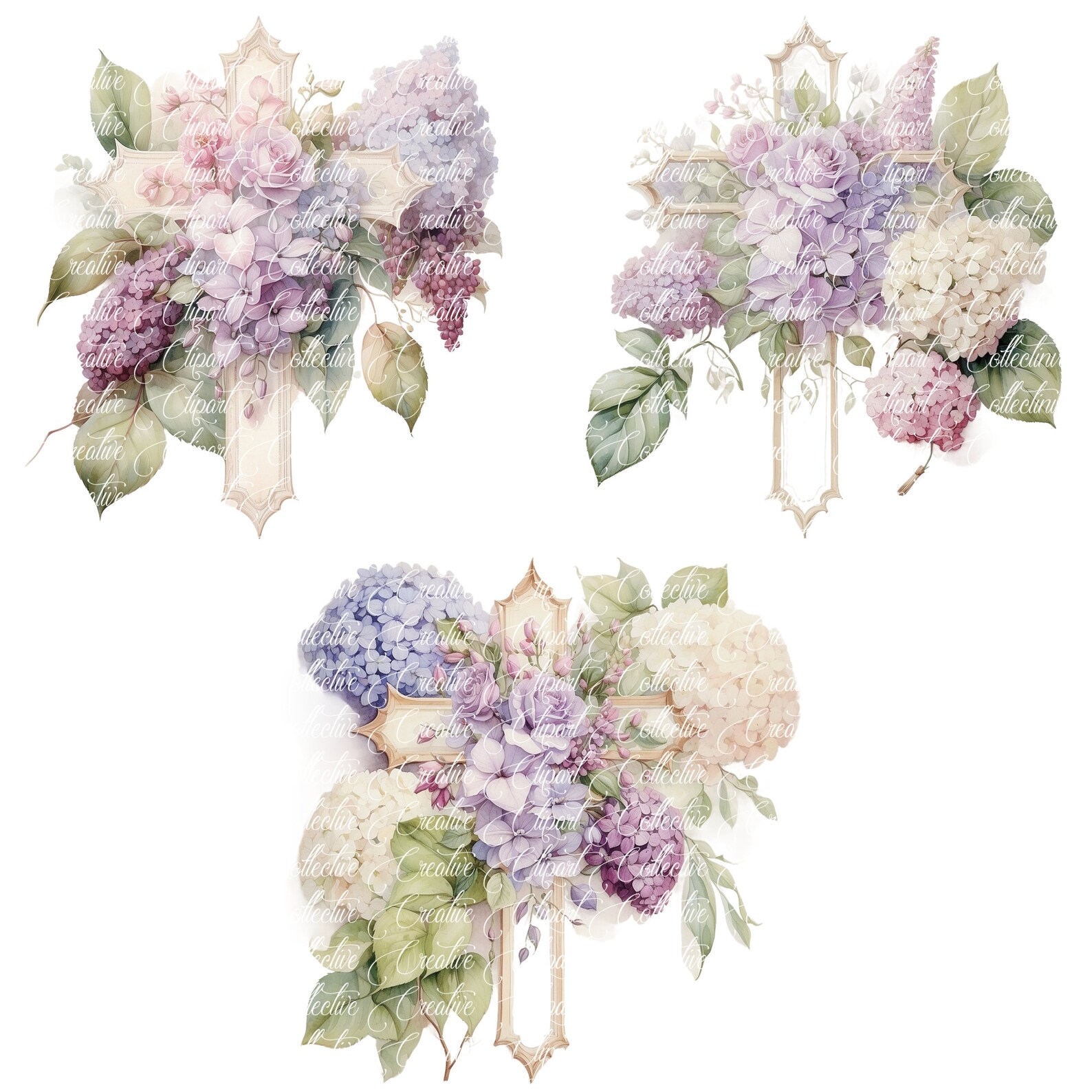 12 Lilac Clipart, Christian Cross Clipart, Ceremony Clipart, Purple ...