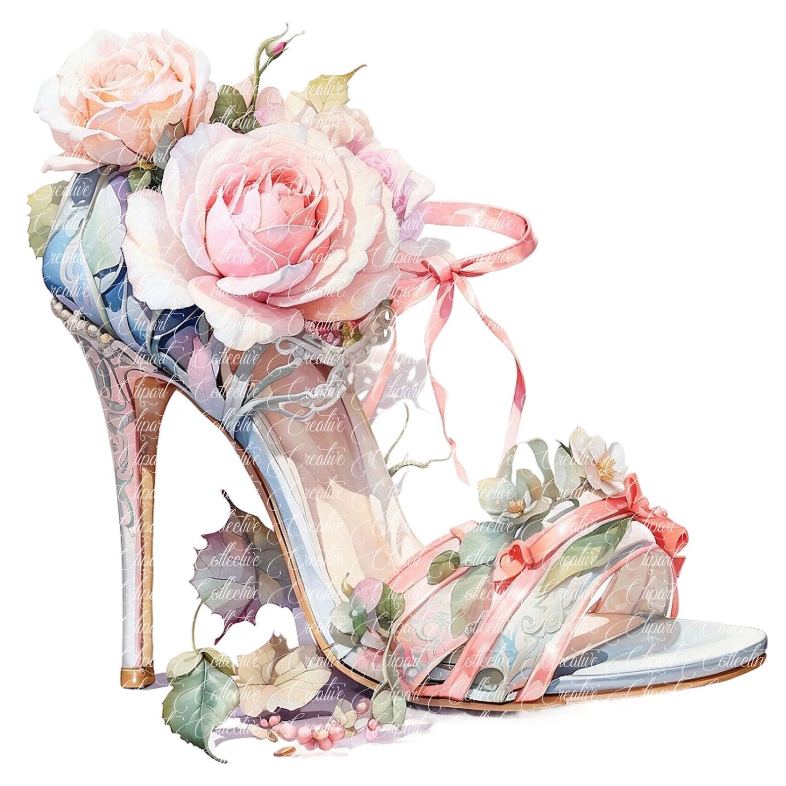 15 Watercolor Heels Clipart, Prom Shoes Clipart, Floral Heels Clipart ...