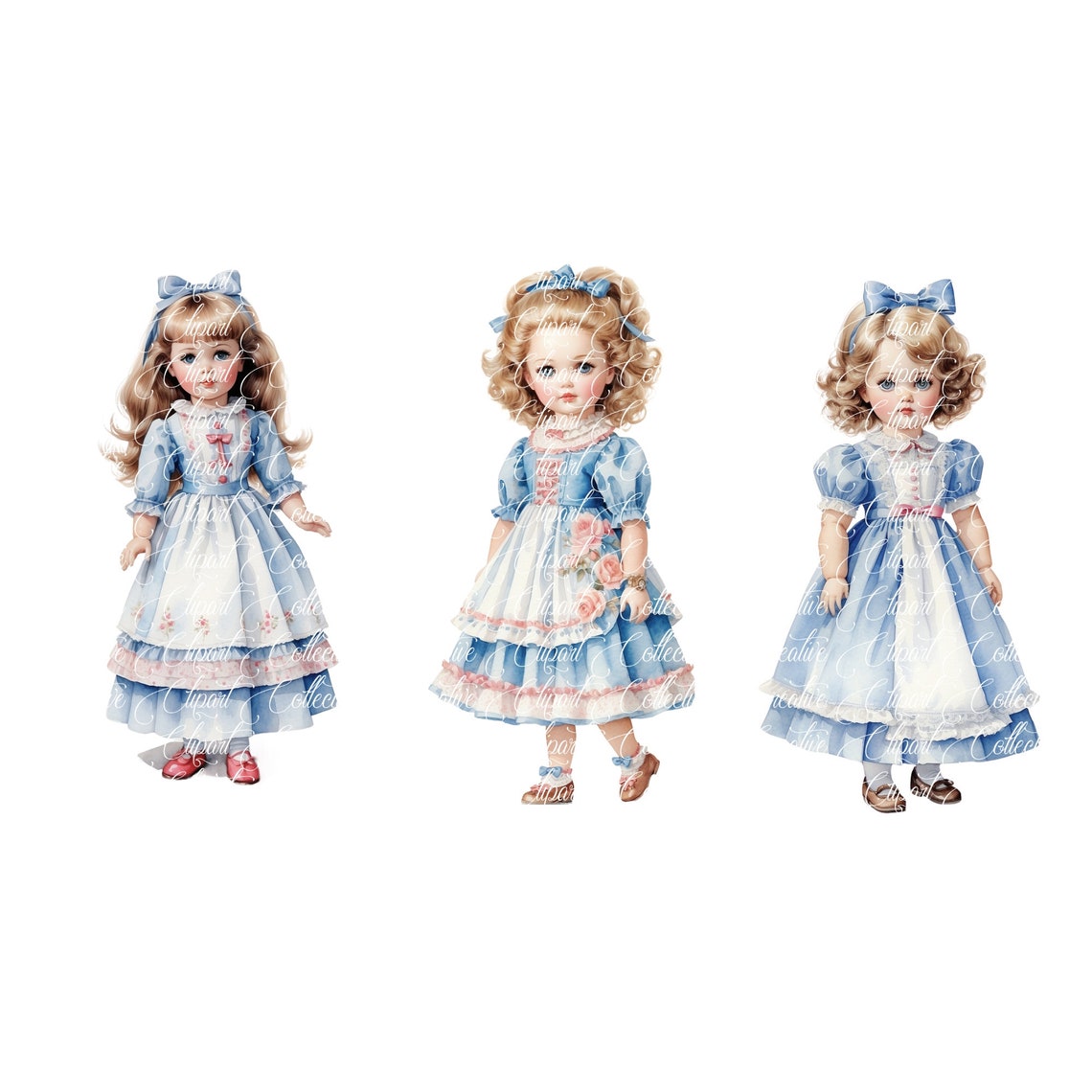 12 Cottagecore Doll Clipart, Chic Doll Clipart Bundle, Printable ...