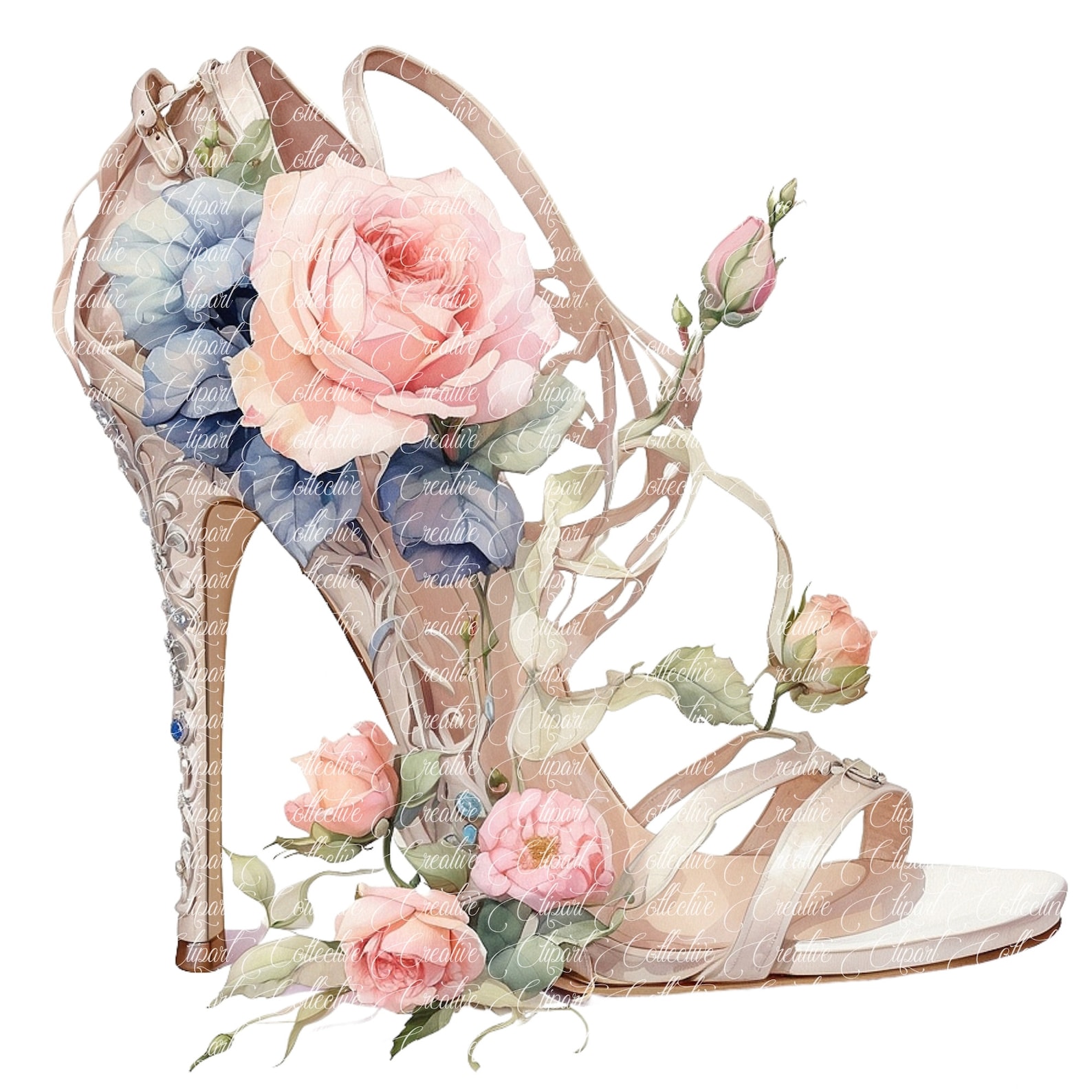15 Watercolor Heels Clipart, Prom Shoes Clipart, Floral Heels Clipart ...