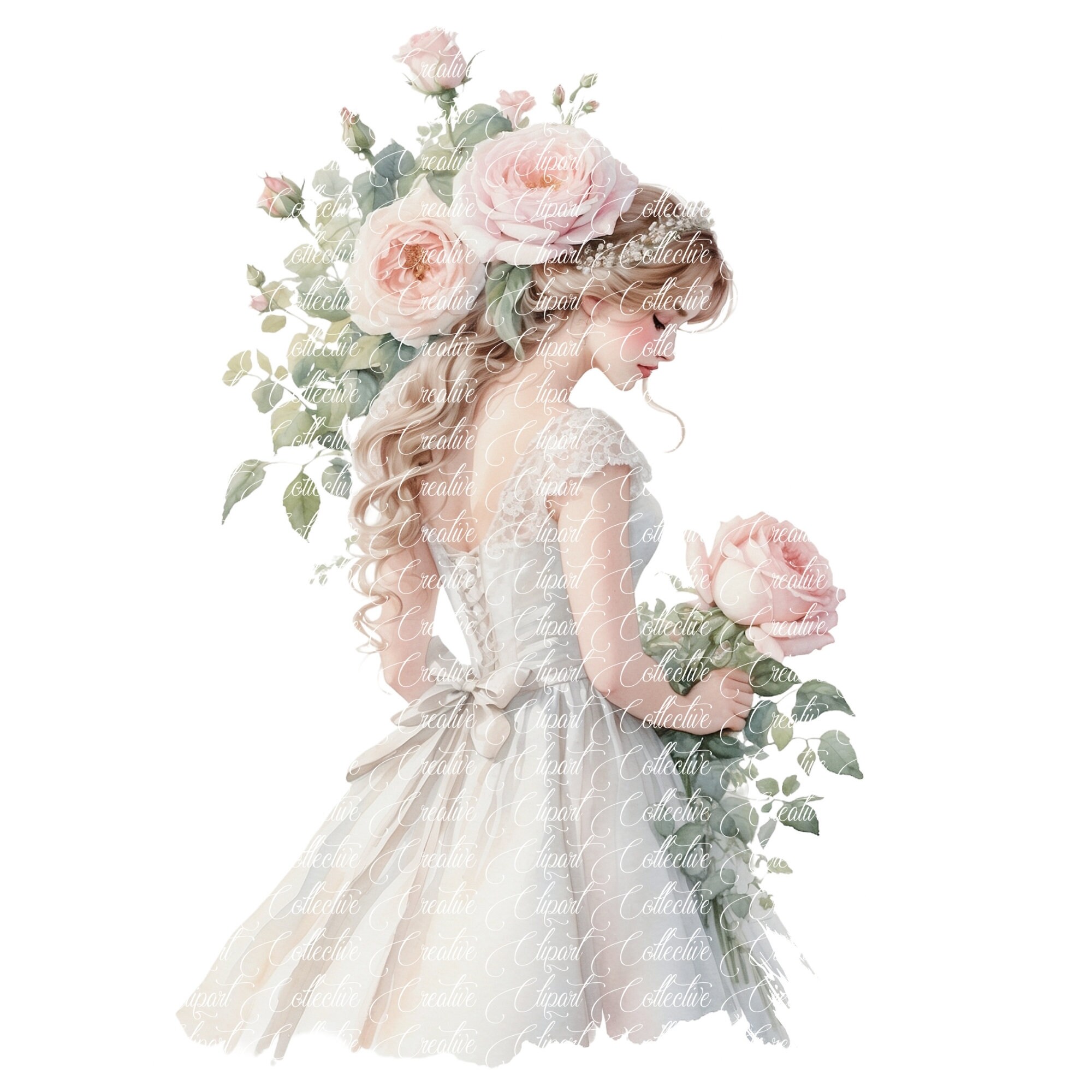 12 Victorian Maiden Clipart, Beautiful Bride Clipart, Watercolor ...