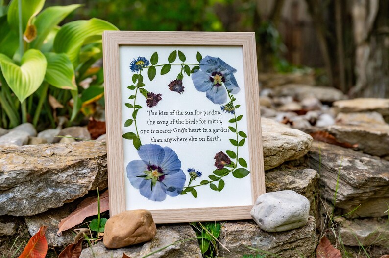 Flower Circle Custom Art Poem Pressed Floral Wreath Botanical Wall Art ...