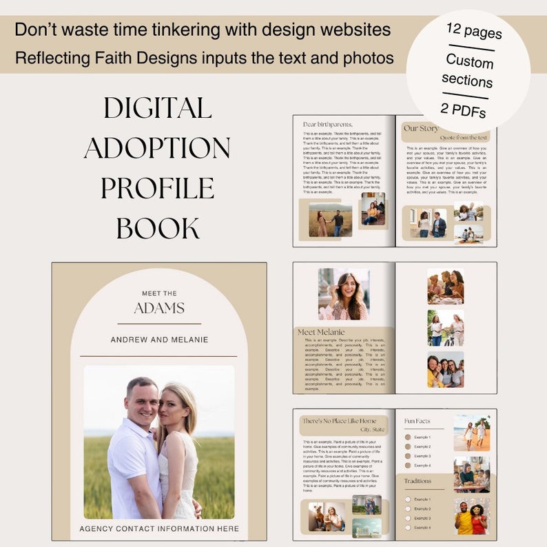 Digital Adoption Profile Book: 12 Pages Minimalist Beige Custom - Etsy