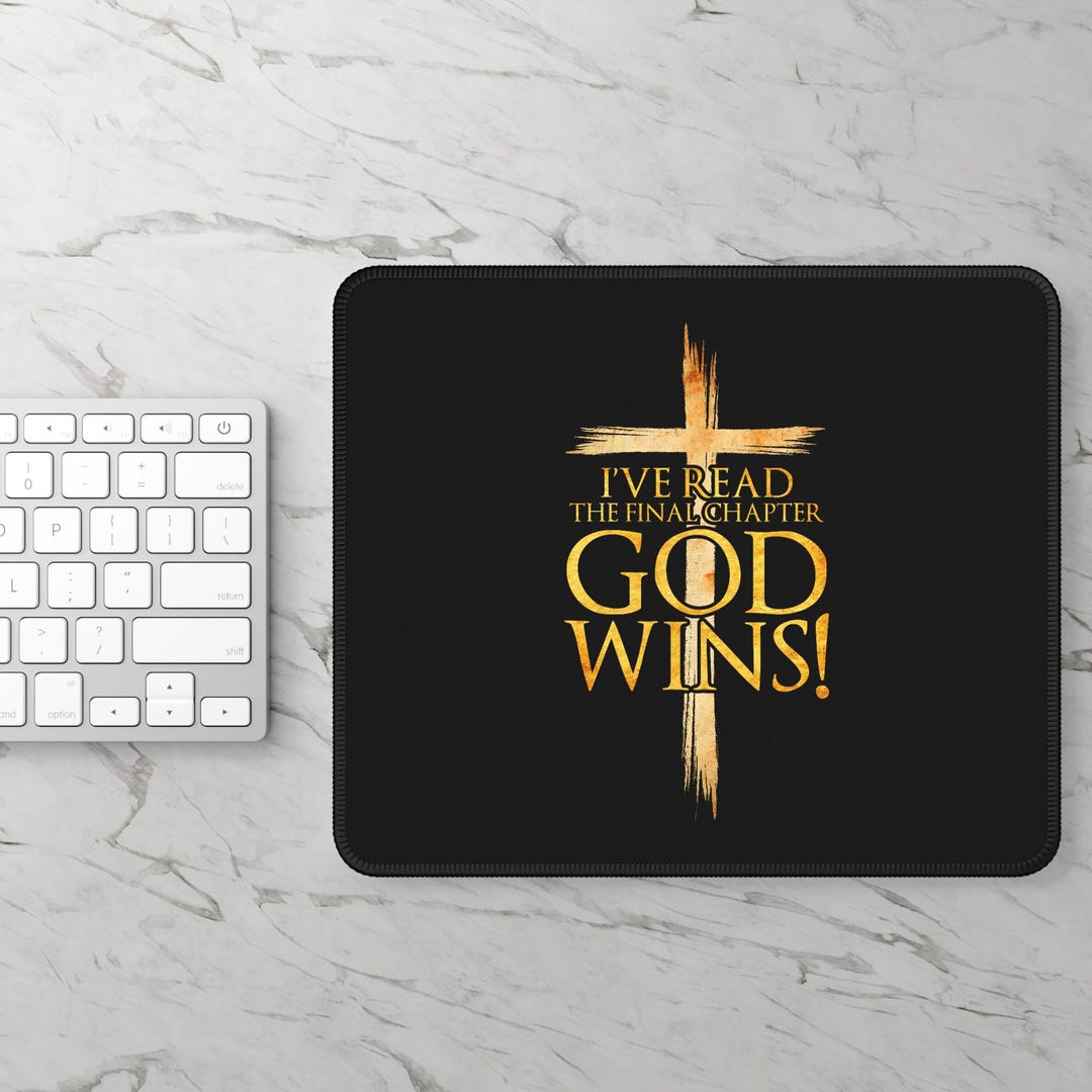 Christian Gamer Mouse Pad | “god Wins” Cross Design | Faith-based Desk ...