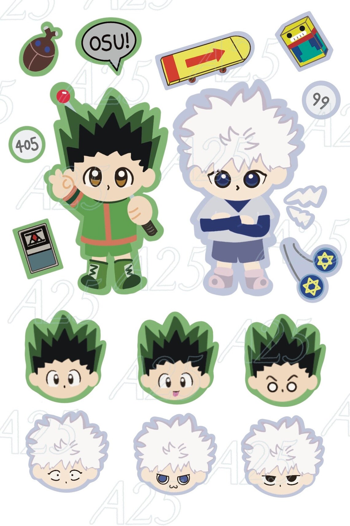 Hunter X Anime Sticker Sheet | HXH Chibi Matt Sticker | Cute Anime ...