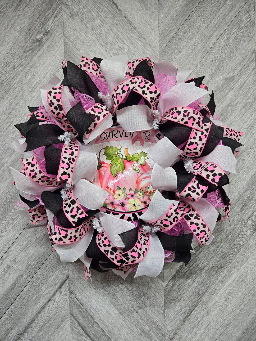 Breast Cancer Awareness Front Door Wreath, Fall Front Door Wreath ...