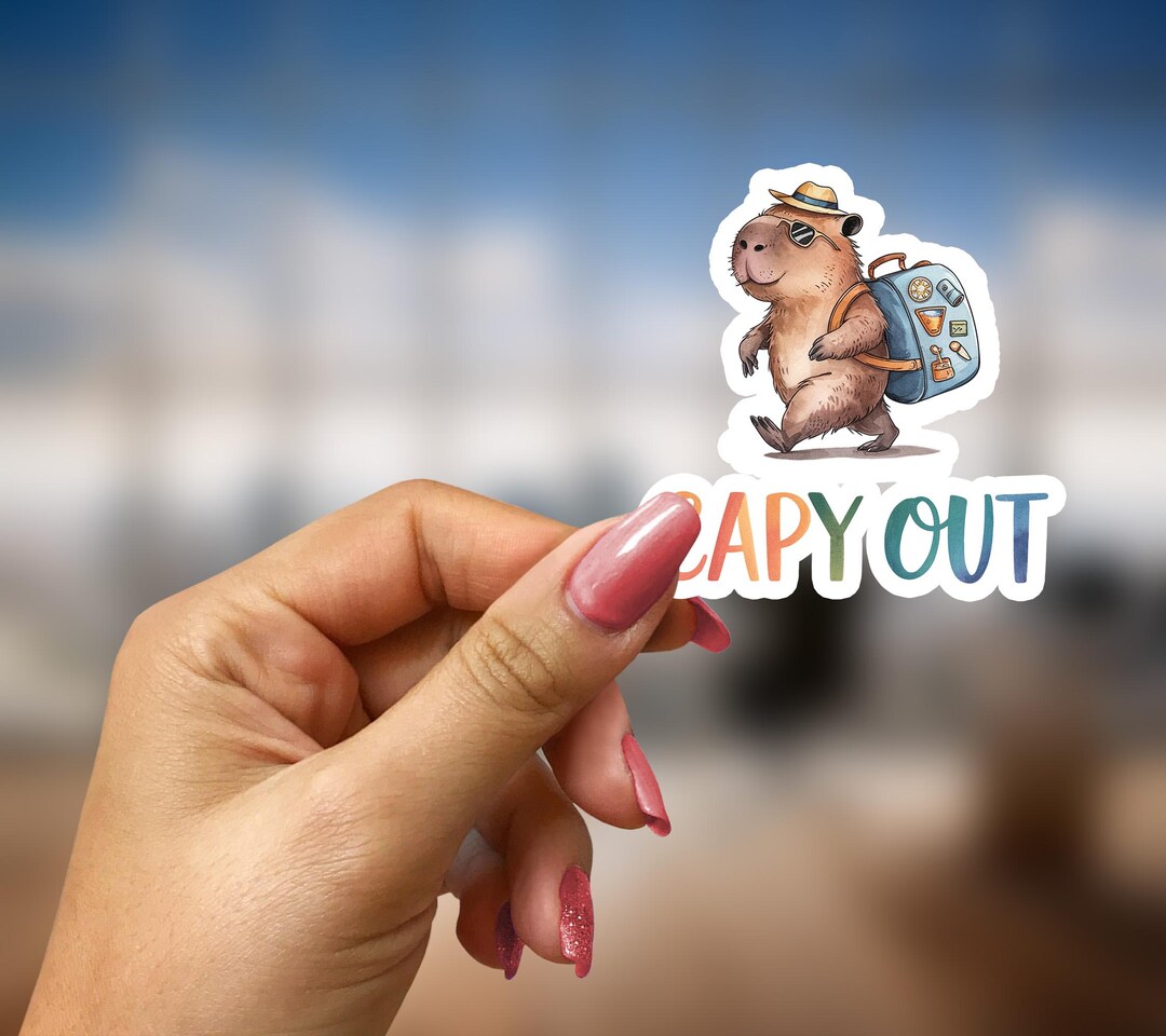 Capybara Travel Sticker Cute Capy Out Kiss-cut Vinyl Decal Funny Animal ...