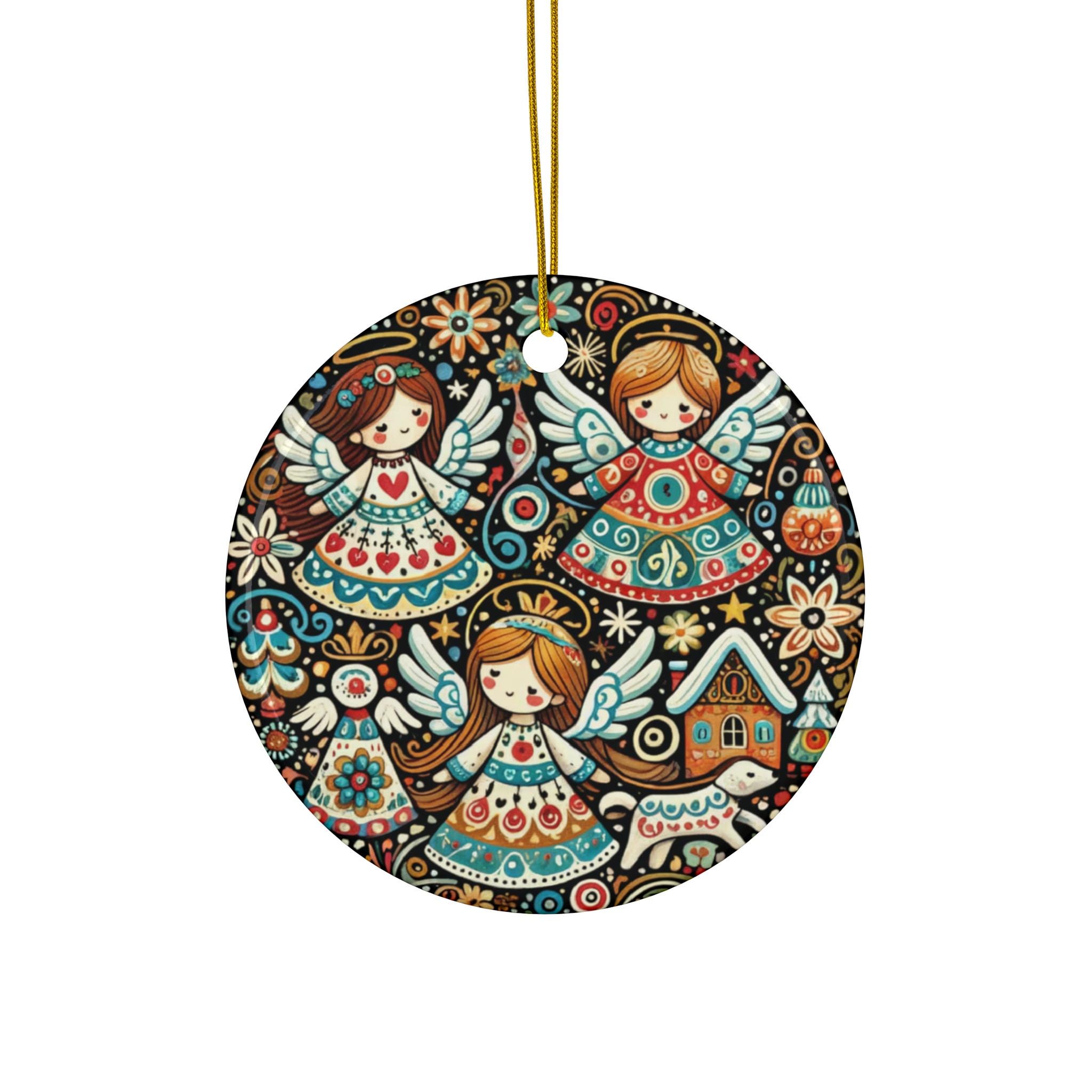 Scandinavian Angel Ornament Ceramic Tree Decoration Folk Art Christmas ...