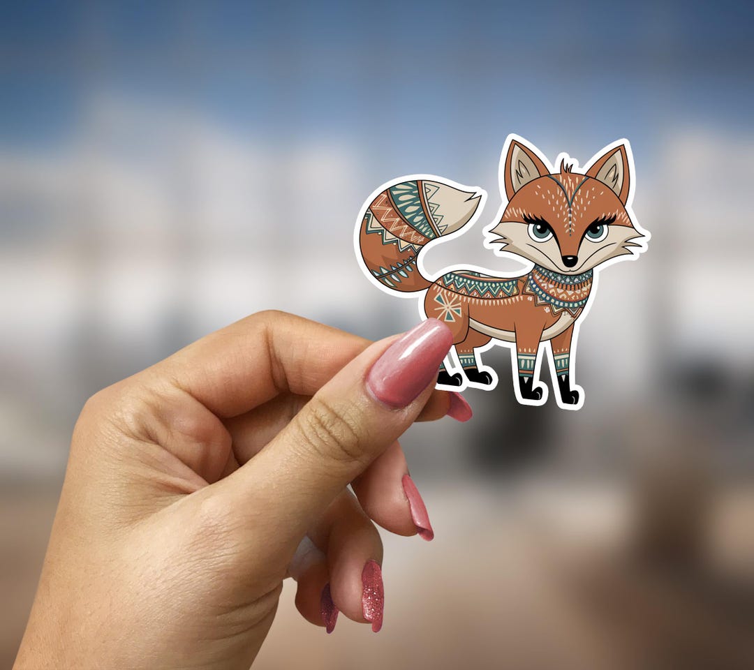 Nordic Fox Sticker Gift for Woodland Animal Lovers, Scandinavian Folk ...