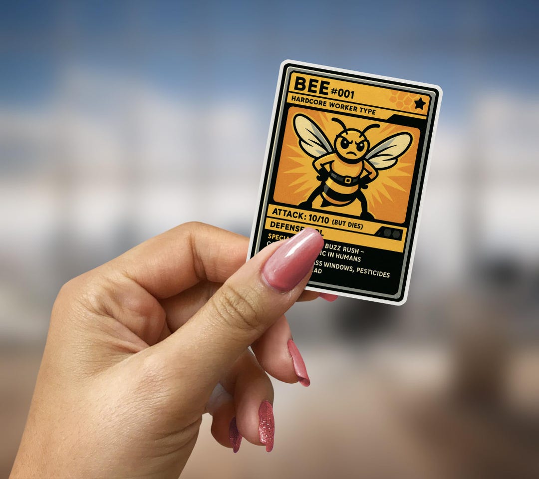 Funny Bee Trading Card Sticker Meme Style Bee #001 Gift for ...