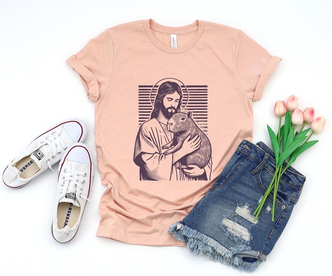 Funny Capybara Jesus Shirt, Religious Animal Lover Tee, Wholesome ...