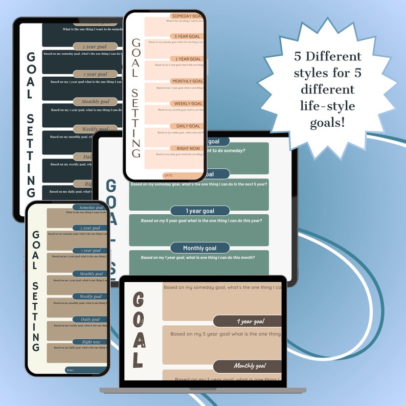 Goal Digital Template, A5 Template, Someday Goal Planning, Digital ...