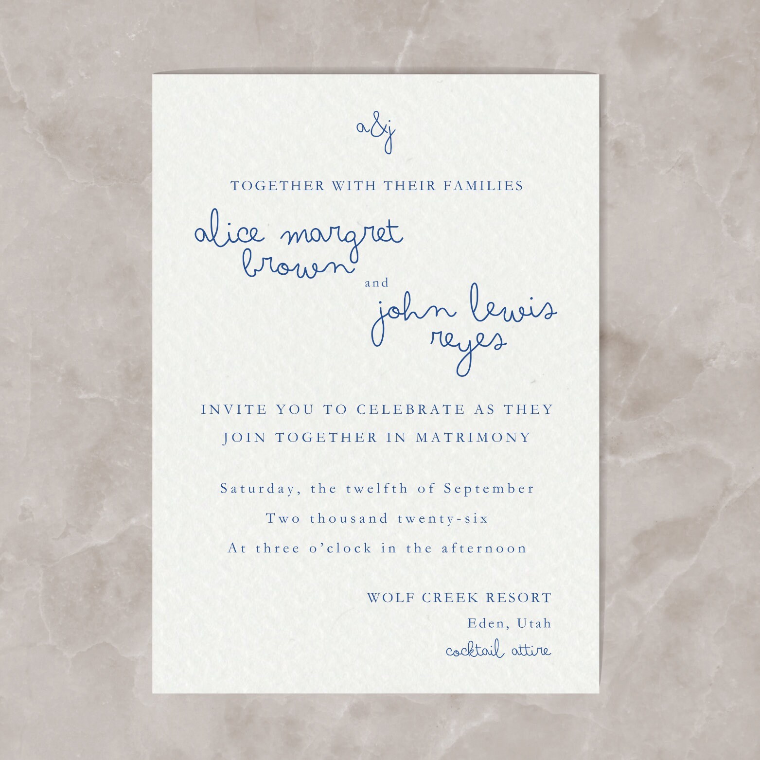 Printable Navy Blue Wedding Invitation Template Bundle QR Code, Minimal ...