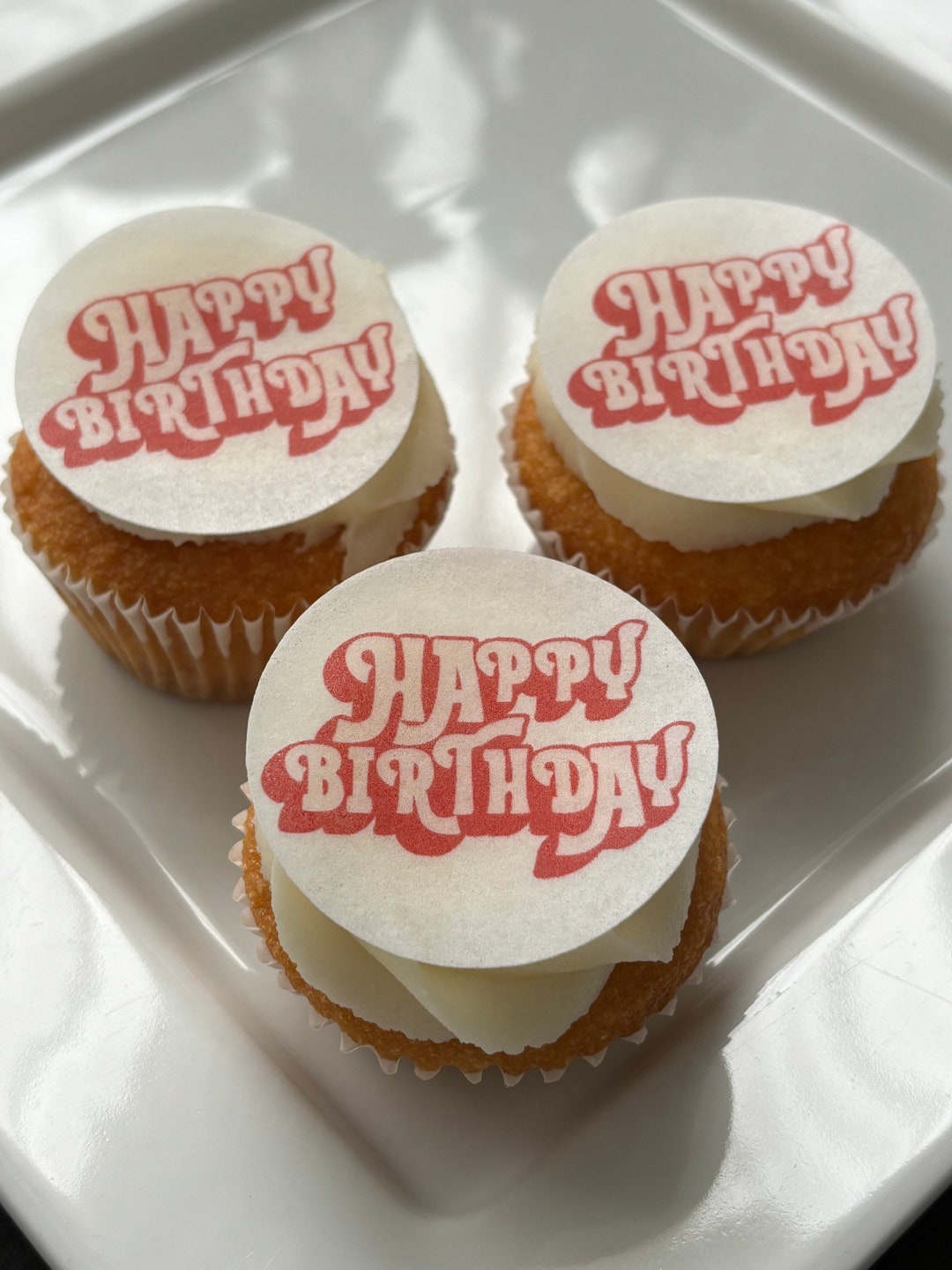 Happy Birthday Edible Wafer Cake Toppers X 12 - Etsy