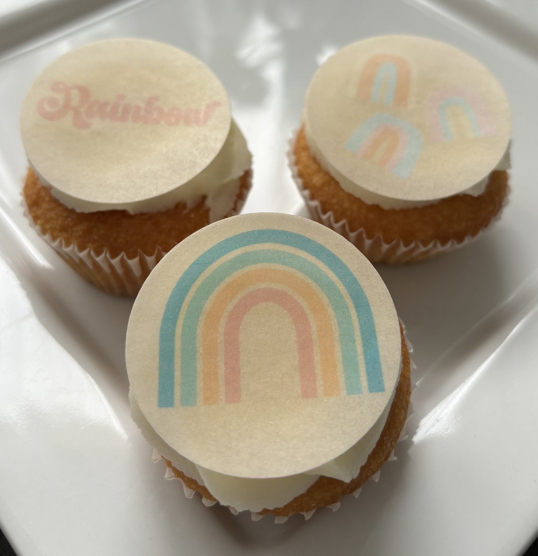 Rainbow Edible Wafer Cake Toppers X 12 - Etsy