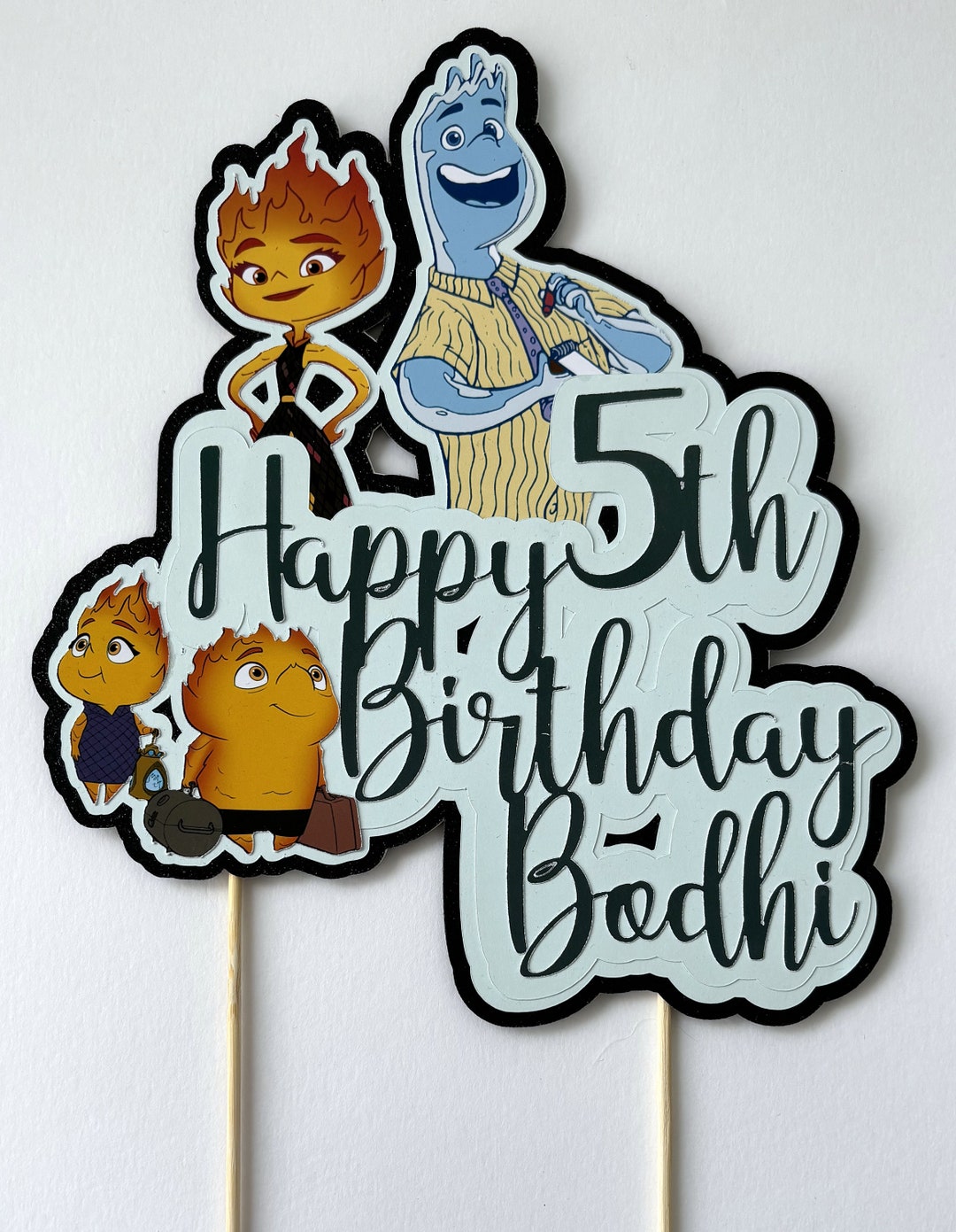 Personalised Elemental Happy Birthday Cake Topper X 1 - Etsy