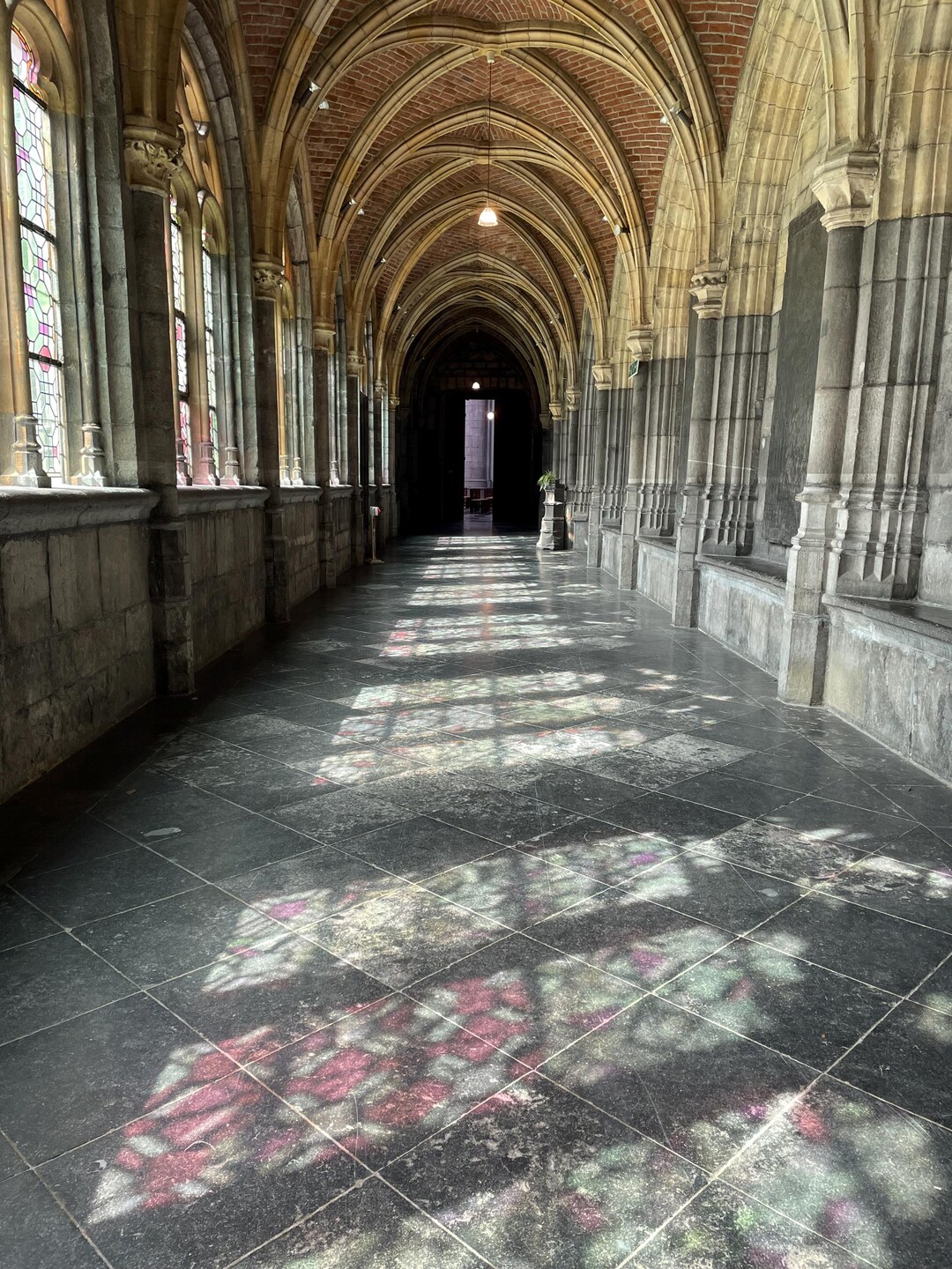 Original Photograph of Stained Glass Windows Reflected on the Tiles of ...