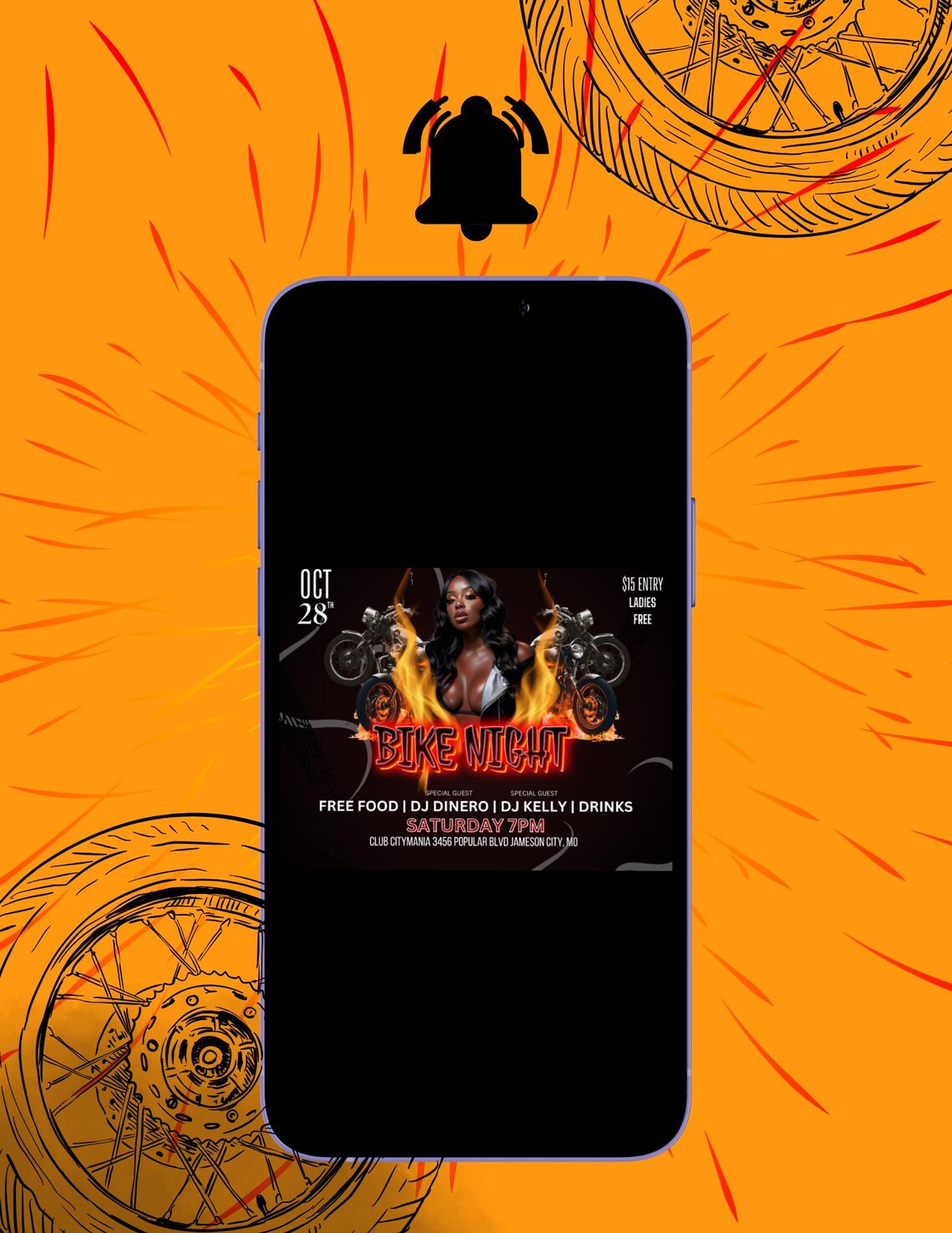 Bike Night Flyer Editable Canva Template Event Flyer Trail Ride Summer ...
