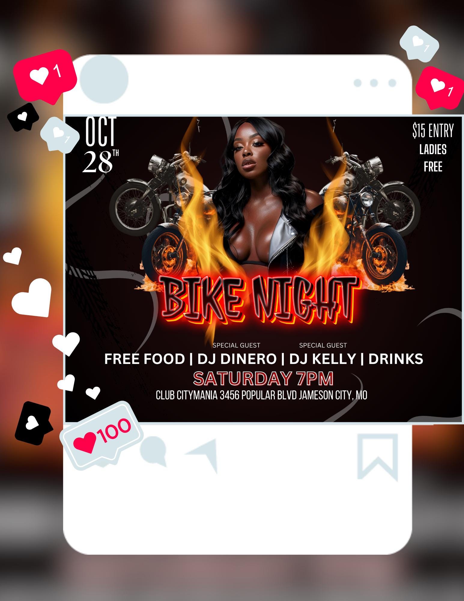 Bike Night Flyer Editable Canva Template Event Flyer Trail Ride Summer ...