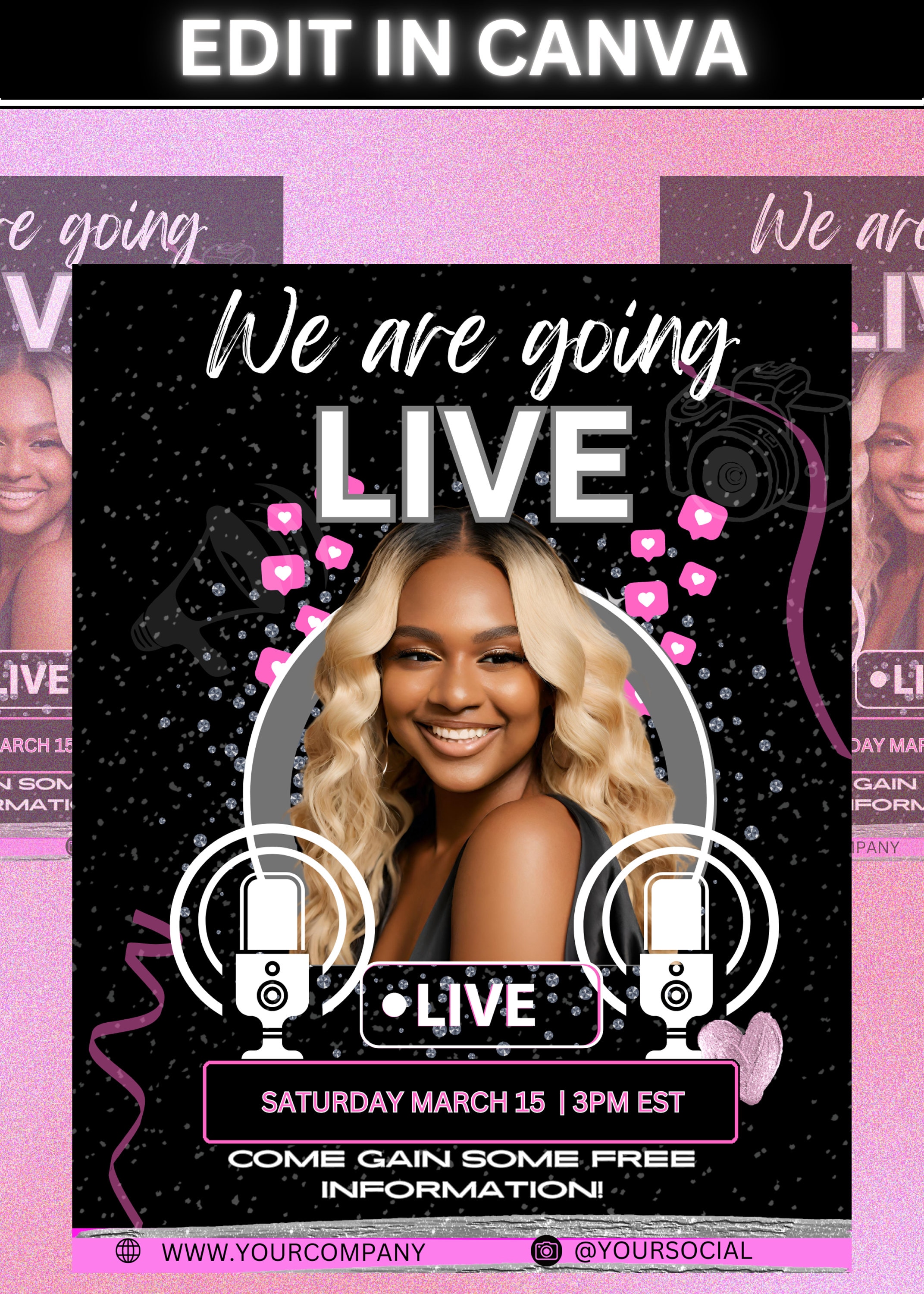 DIY Live Stream Flyer Template: Social Media Promotion (canva) - Etsy