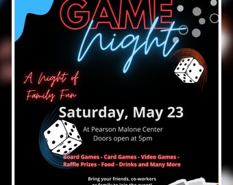 DIY Game Night Flyer for Friends and Family, 3D Design, Editable on ...