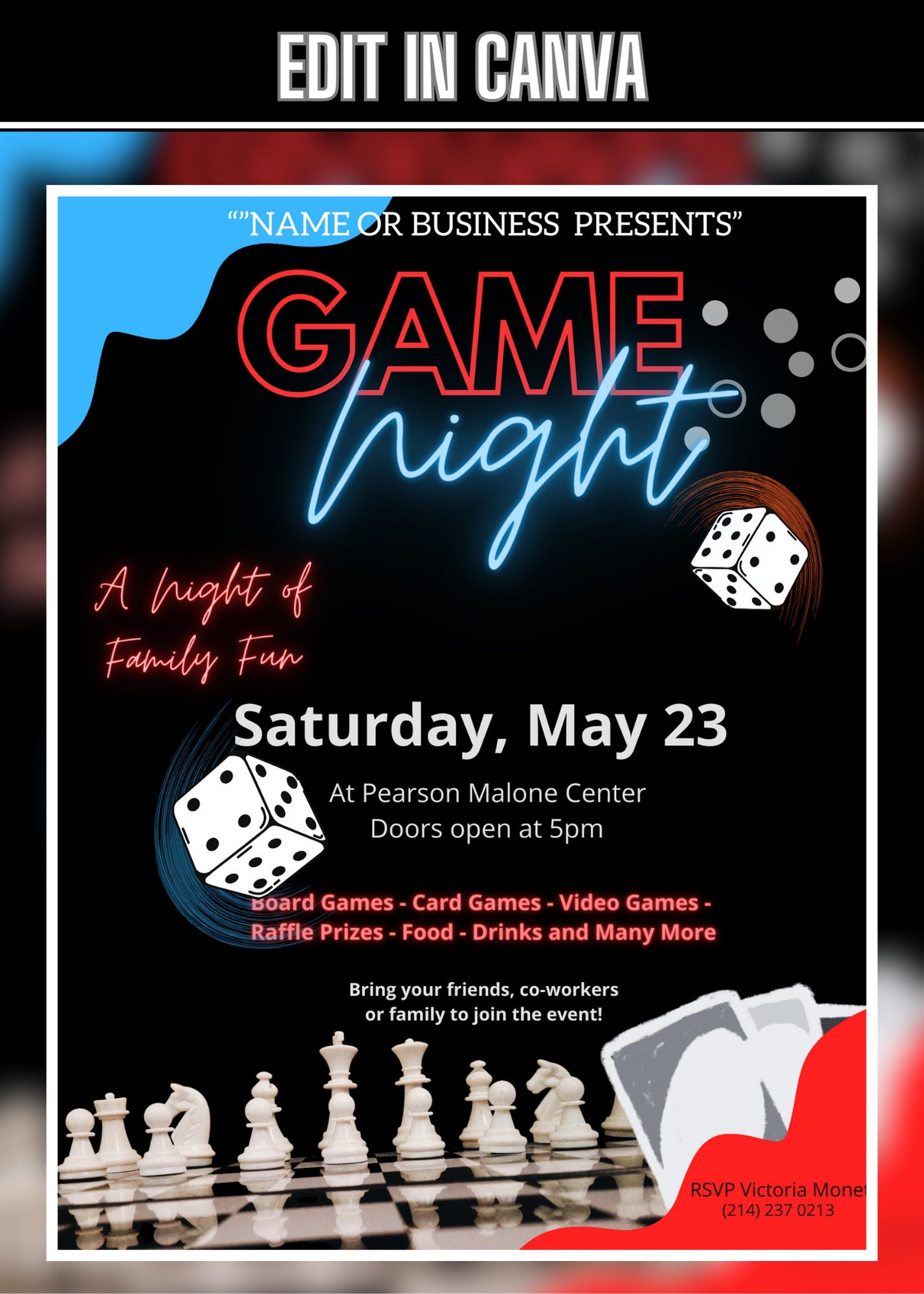 Game Night Flyer Template Editable Flyer for Family and Friends Fun - Etsy