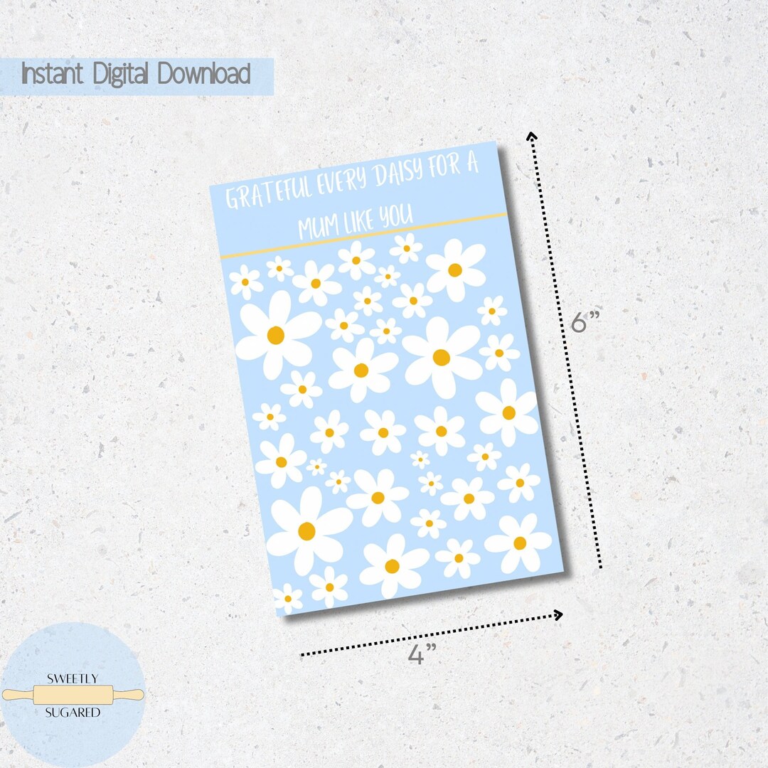 Digital Daisy Mothers Day Cookie Backing Card, Cookie Card, Cookie ...