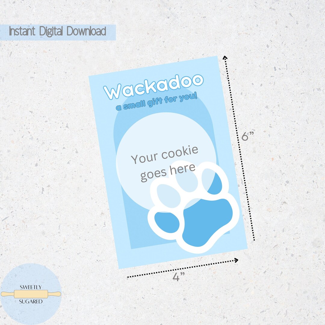 Digital Bluey and Bingo Inspired Cookie Backing Card, Cookie Toppers ...