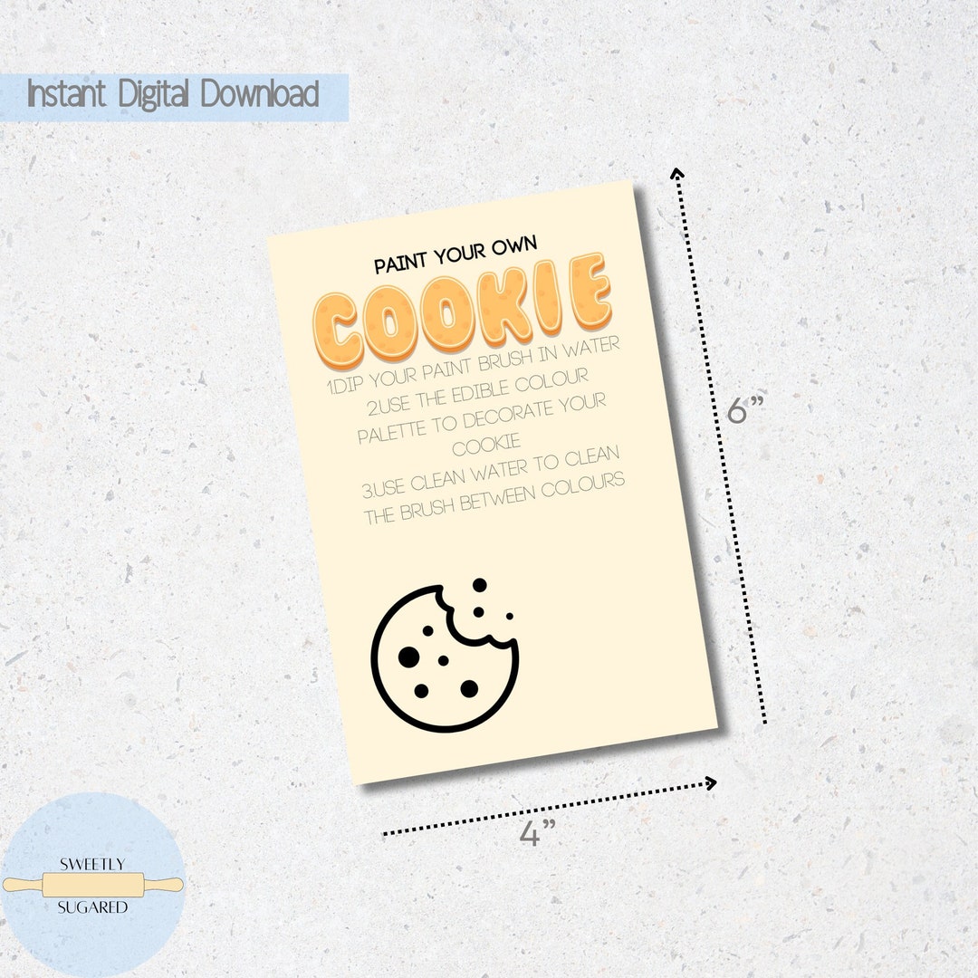 Digital PYO Cookie Backing Card, Printable Gift Tag, Paint Your Own - Etsy