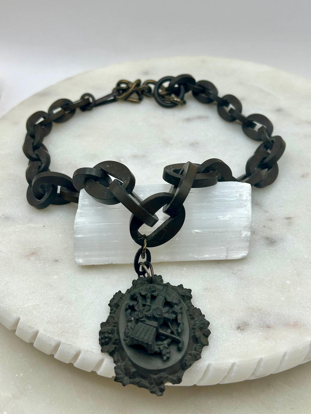 Antique Victorian Vulcanite Gothic Rolo Link Chain Necklace and ...