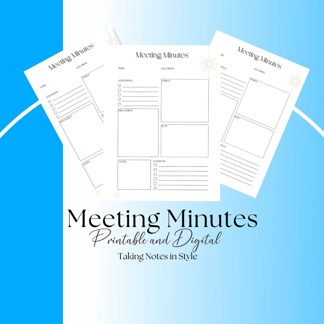 Meeting Minutes, Meeting Note Taking Template, Business Note Taking ...