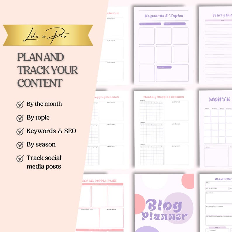Blog Planner, Blogging Schedule, Content Planner, Social Media Planner ...