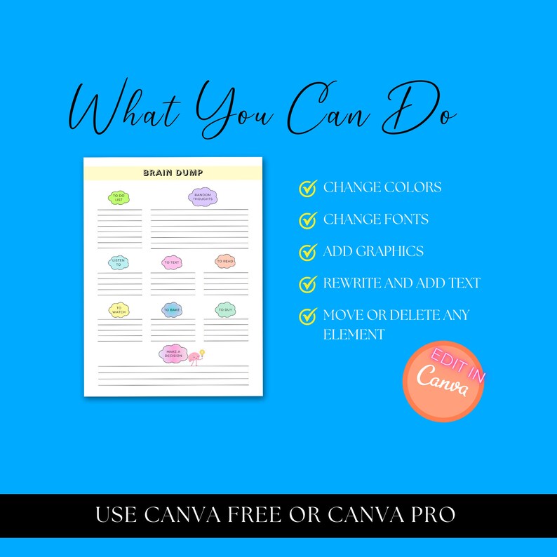 Brain Dump, Habit Tracker, ADHD to Do List, Instant Download, Mind ...
