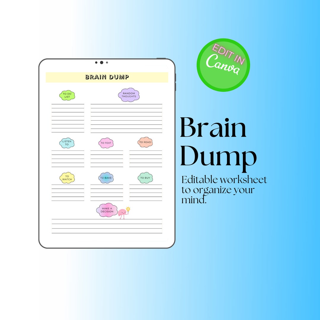 Brain Dump, Habit Tracker, ADHD to Do List, Instant Download, Mind ...