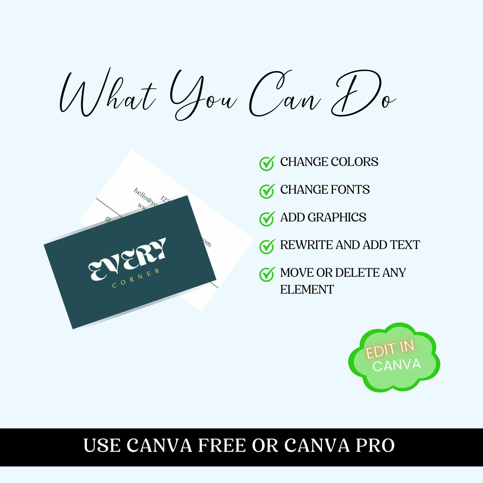 Canva Business Card Template, Easy to Edit Business Template, Printable ...