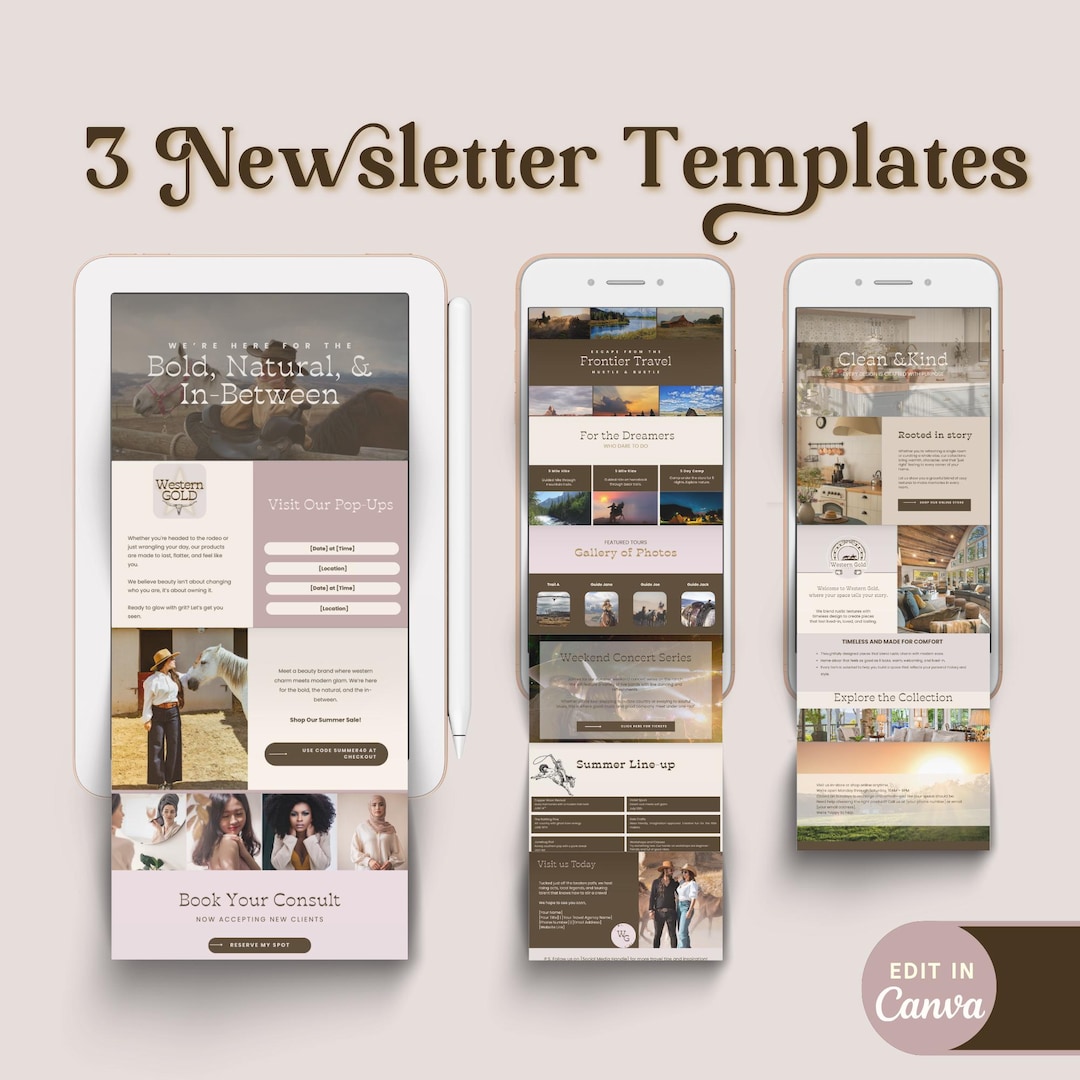 Western Gold | Canva Email Newsletter Template Kit for Mailchimp ...