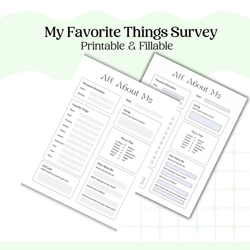 All About Me Employee Editable - Etsy