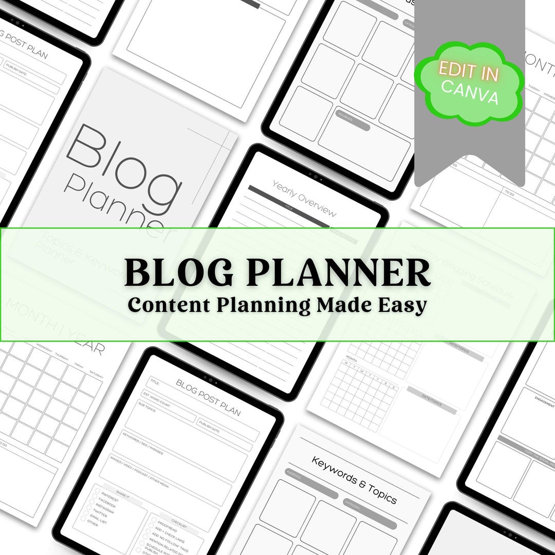Blog Content Planner, Blogging Schedule, Blog Post and Content Planner ...