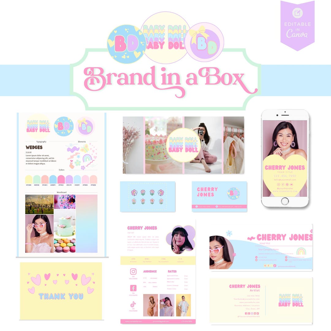 Baby Doll | Pastel Brand Kit for Creators, Canva Templates for Makers ...