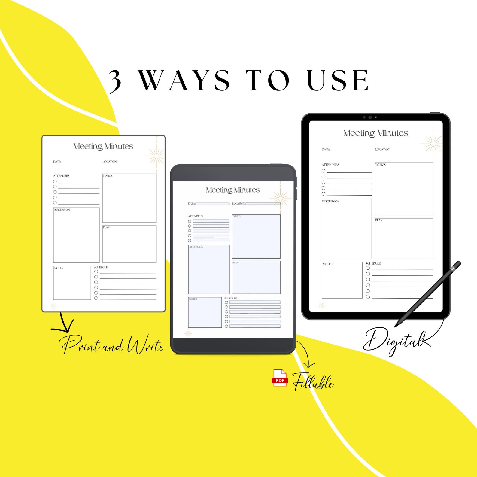 Meeting Minutes, Meeting Note Taking Template, Business Note Taking ...