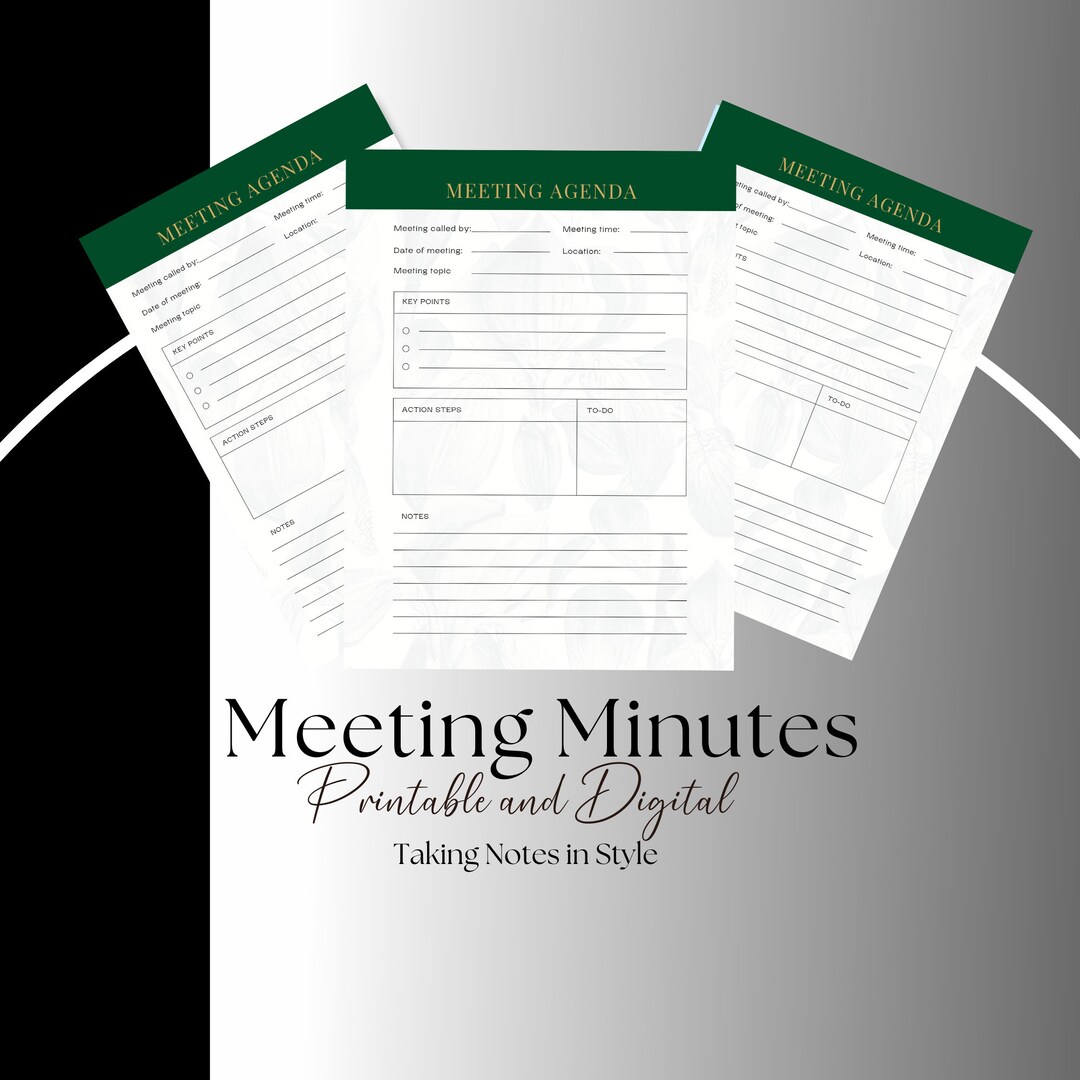 Meeting Minutes, Note Taking Printable, Business Productivity Tools ...