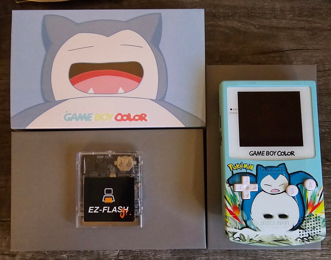 BUNDLE Nintendo Gameboy Color Q5 Ipsxl UV Pokemon Snorlax and Ez-flash ...