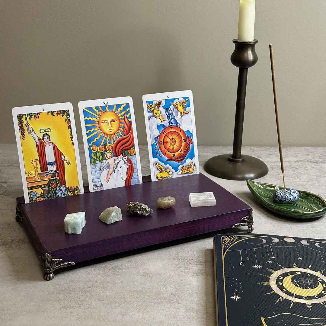 Hand-painted Wooden Tarot Card Display: Unique Altar Decor, Spiritual ...