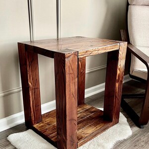Rustic End Table Farmhouse Style Side Table Solid Wood Style and Early ...