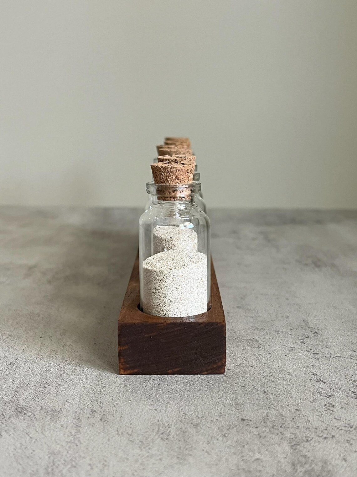 Handmade Pine Wood Sand Display Stand – 6 Glass Bottles With Corks - Etsy