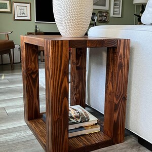 Rustic Farmhouse Side Table With Storage: Handcrafted Solid Wood Accent ...