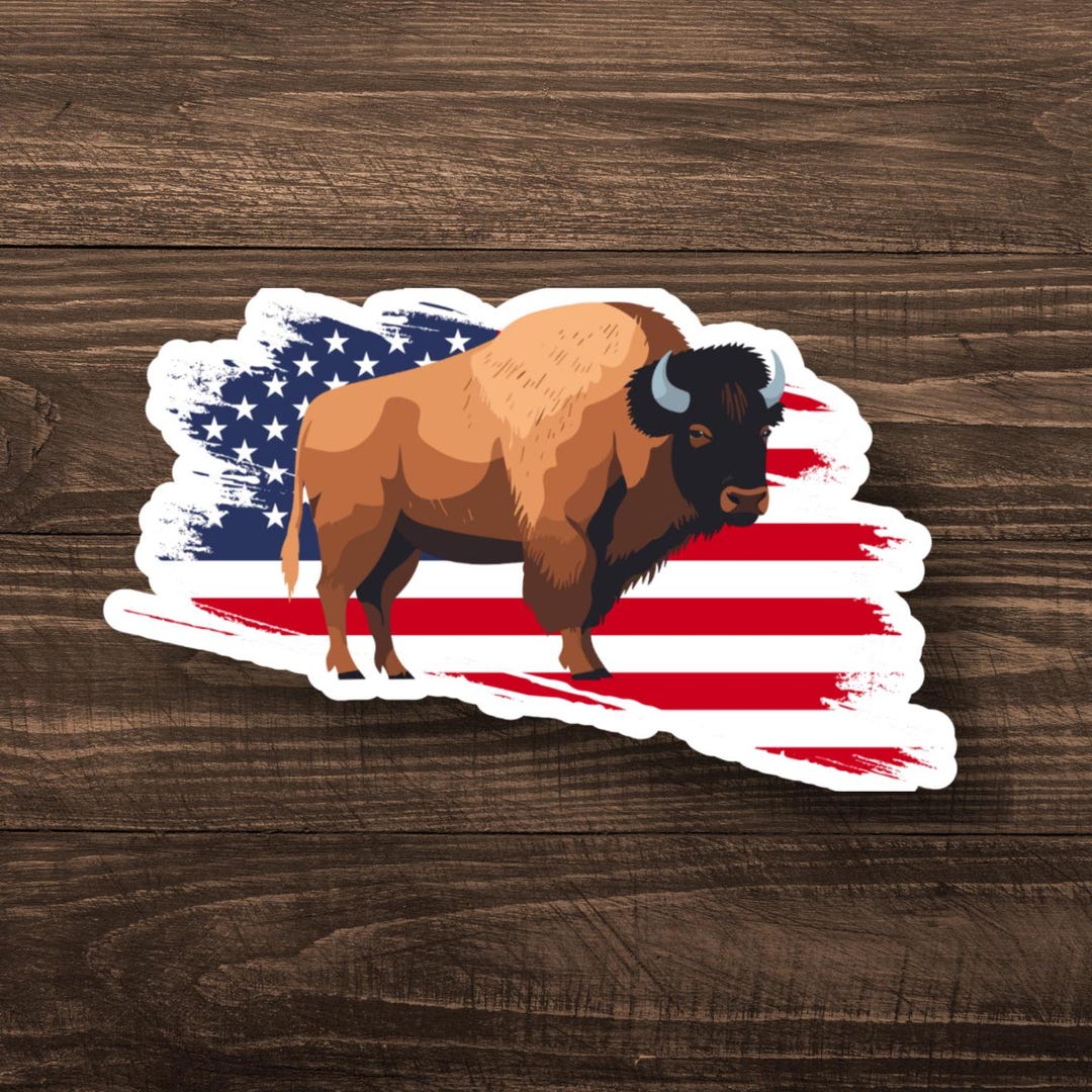 Bison Sticker, American Buffalo Vinyl Decal, Patriotic USA Symbol for ...