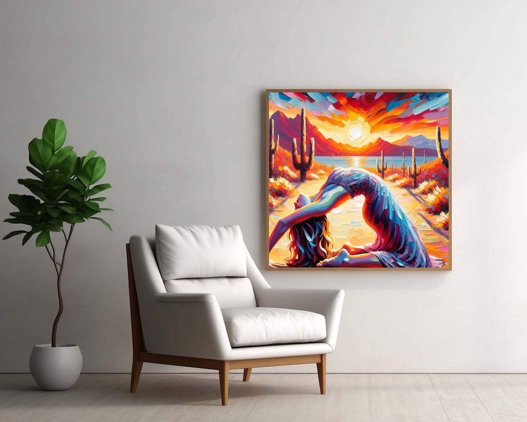 Desert Sunset Woman Oil Painting Poster — Spiritual Wall Art, Southwest ...