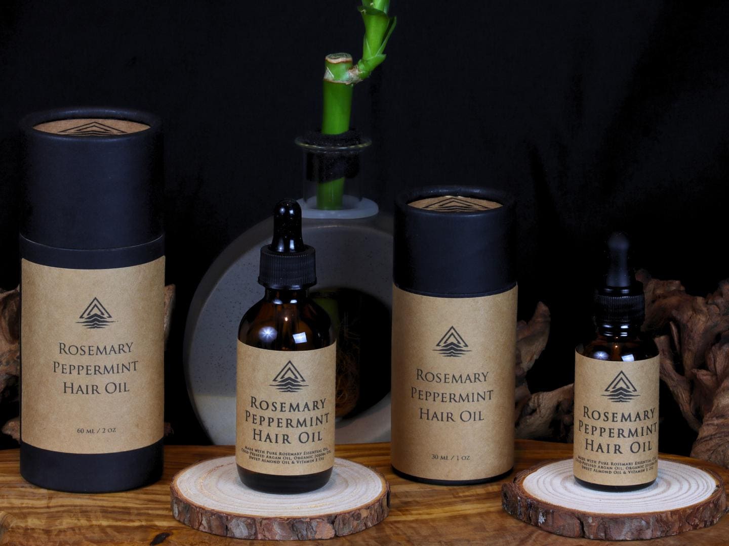 Rosemary Peppermint Hair & Scalp Oil Argan, Jojoba, Sweet Almond, Vitamin E Oil Blend W/ Pure ...