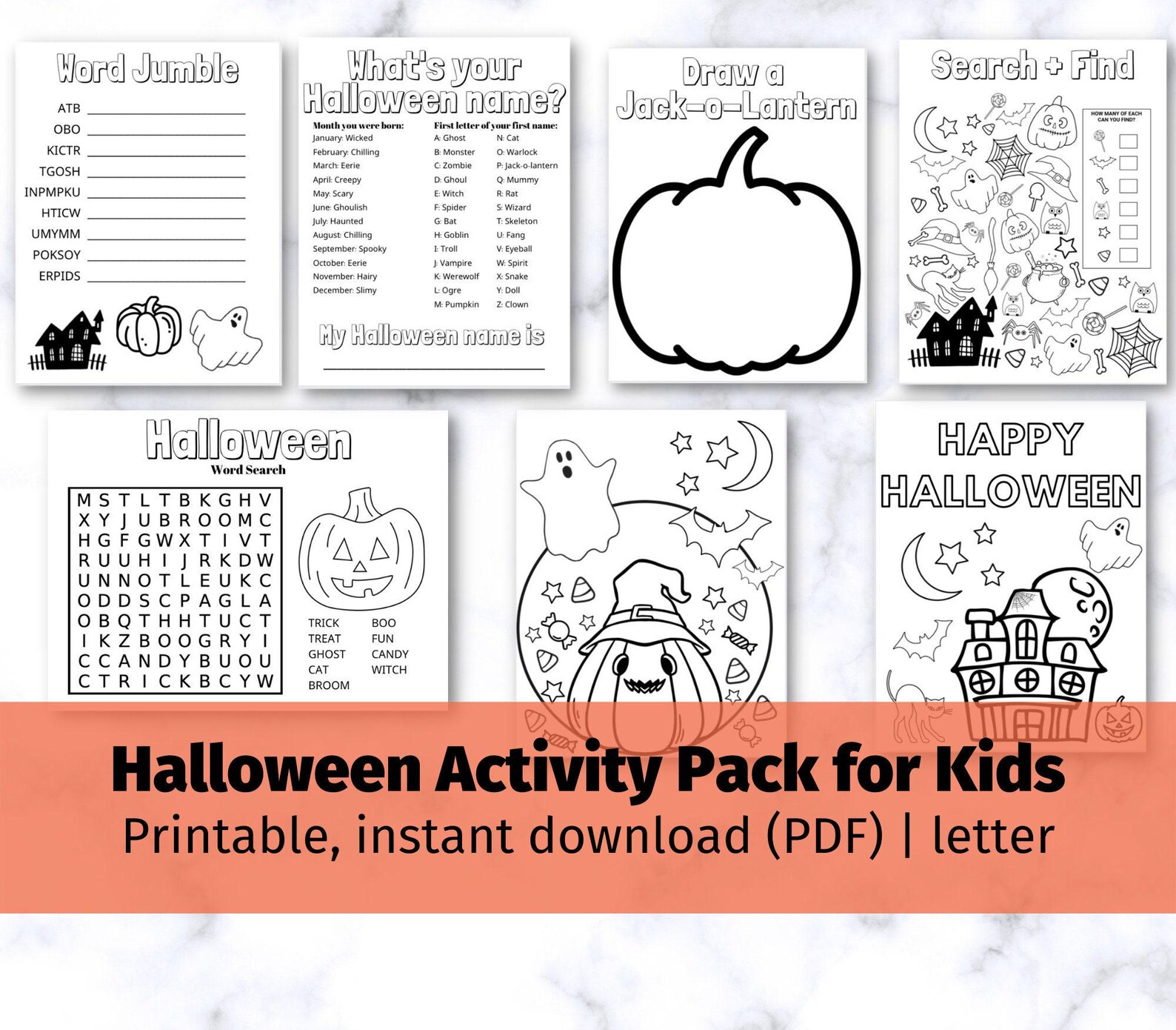 Printable Halloween Activity Sheet Pages for Kids | Kid Activity ...